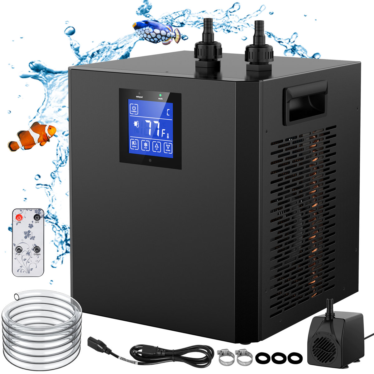 LinkWord 1/3 HP 79 Gal (300L) Aquarium Chiller, Pure Titanium Coil for ...